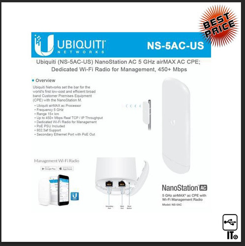 Access Point Outdoor UBIQUITI Nanostation AC (NS-5AC) Wireless AC450 ...