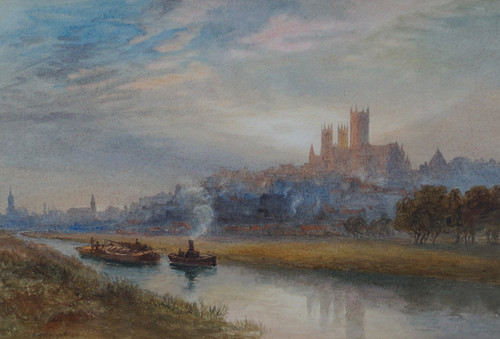 Richard Henry Wright (1857-1930) - Lincoln Cathedral at sunset | DOWLE ...