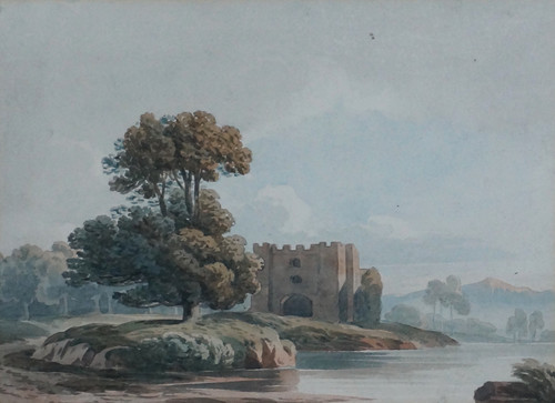 John Varley (1778-1842) - A castle by a river | DOWLE FINE ART