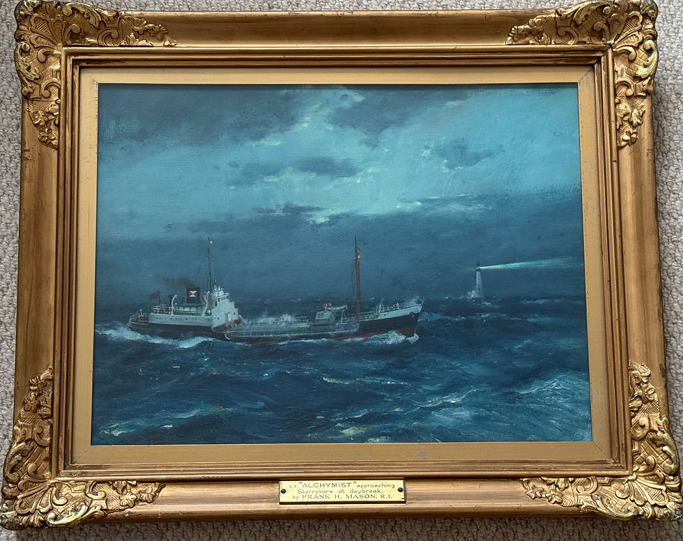 Frank Henry Mason - S.T. "Alchymist" approaching Skerryvore at daybreak ...