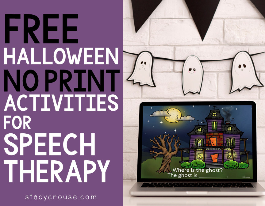 Free Halloween No Print activities for Speech Therapy