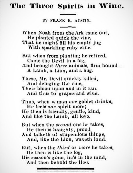 1884::The Three Spirits in Wine by Frank B. Austin
