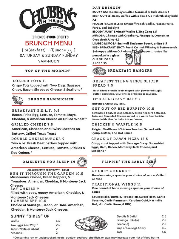BRUNCH MENU | chubbys