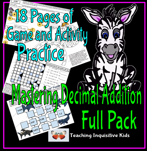 Adding Decimals Full Practice and Activity Pack: PDF Digital Download ...