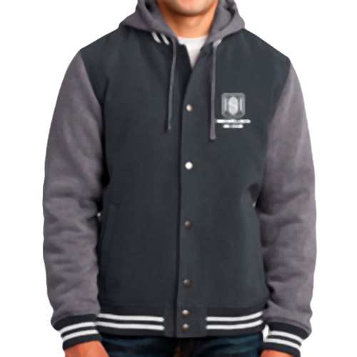 Button-Up Varsity Jacket with Hood | School Basics