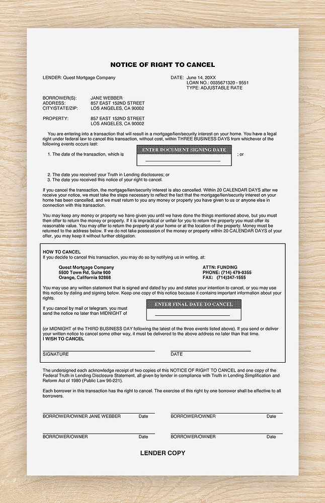 Understanding the Purpose and Aspects of the Notice of Right to Cancel Form