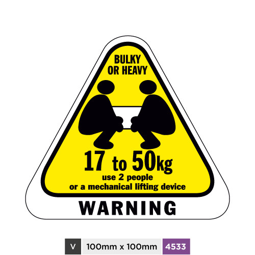 Bulky or heavy warning 17 to 50kg | SignsInc