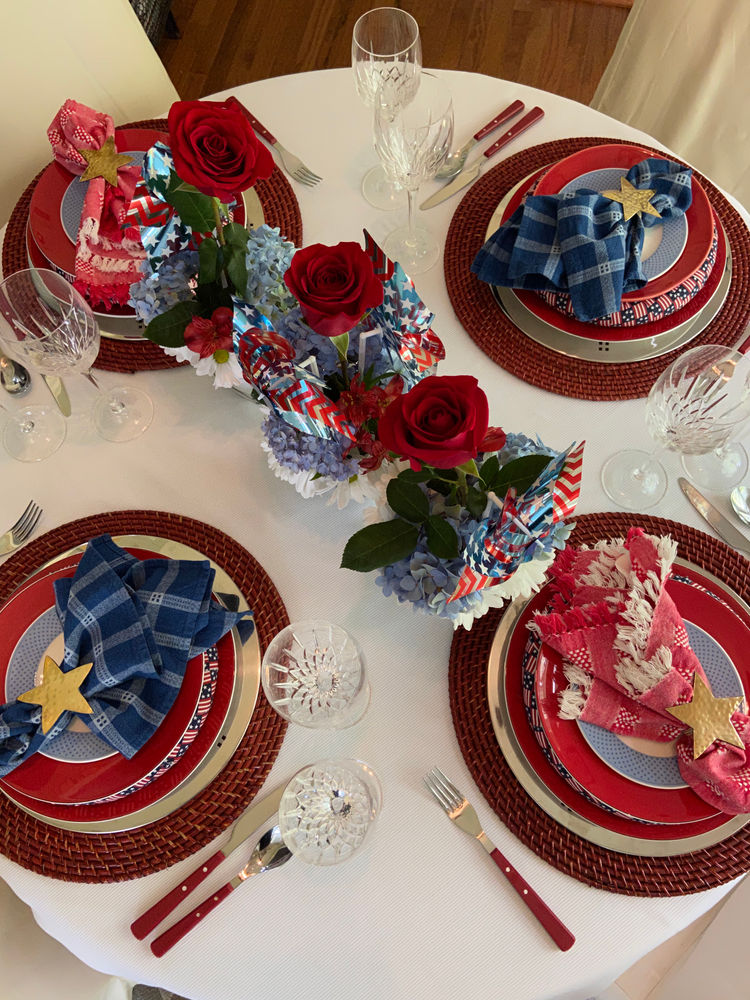 Red, White and Blue Table Setting....All Thrifted
