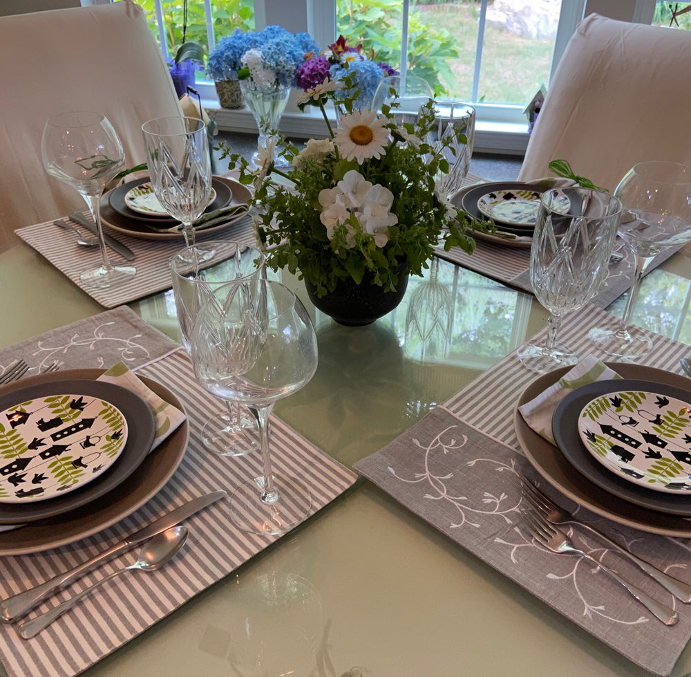 Bird and Birdhouse Thrifted Table Setting