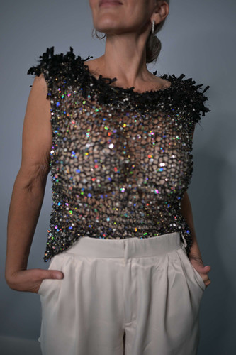 Dazzling Black Silver Gold Top | Foxxy Chique