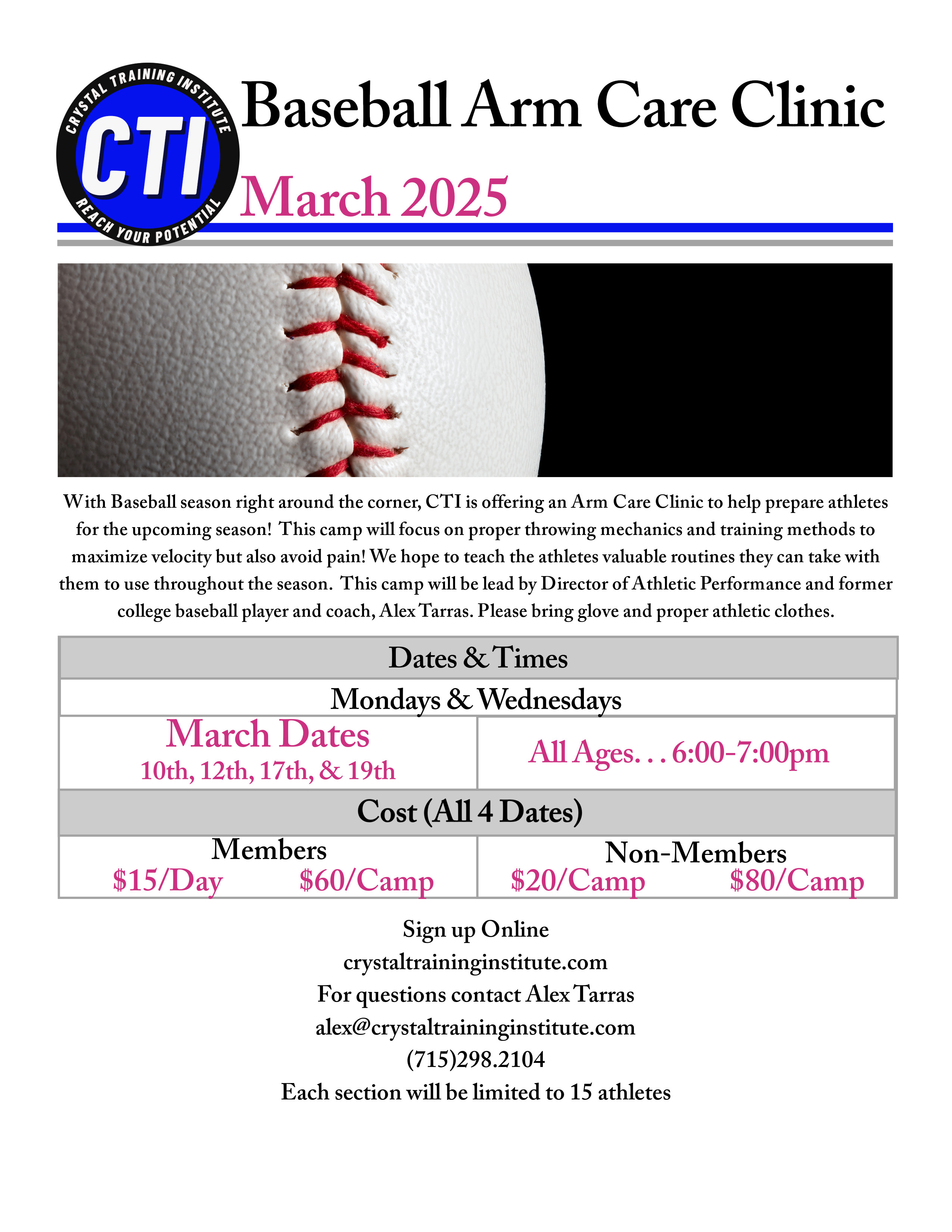 Baseball Arm Care Clinic | CTI