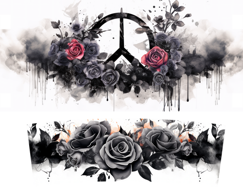 Peace Sign with Smoke and Roses - 40oz Sublimation Transfer | She's A ...