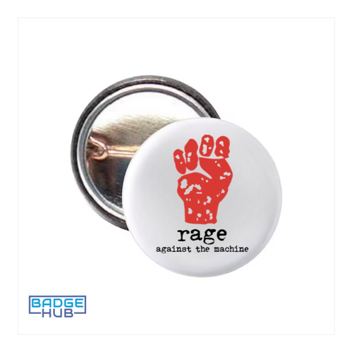 Rage Against The Machine Red Fist White Badge