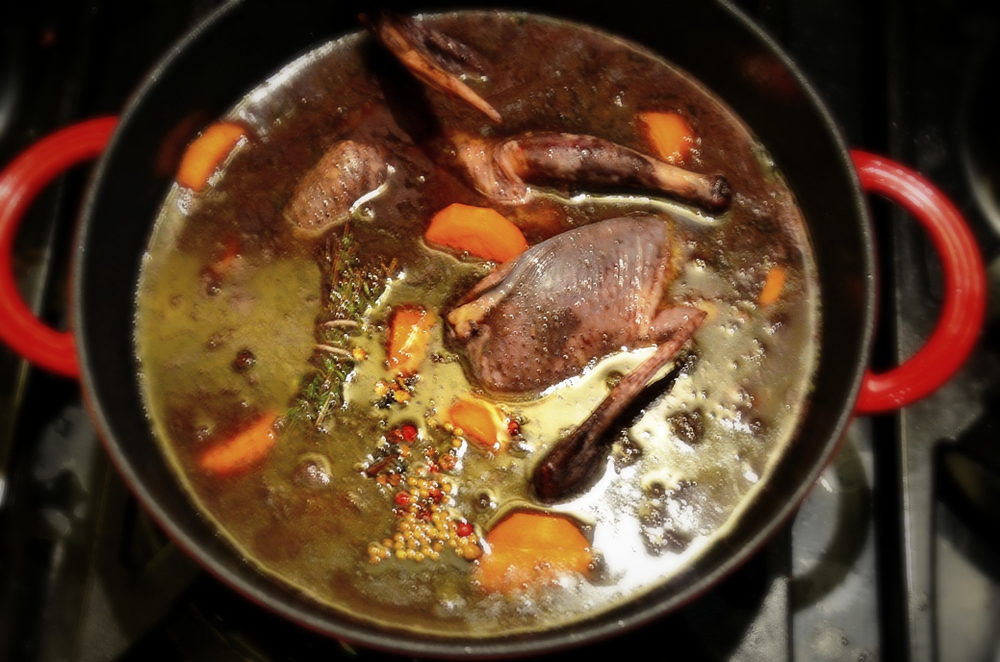 Cocotte de pigeons sauce au vin