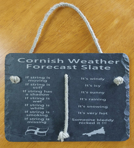 Cornwall Weather forecast slate - Landscape version | Cornwall Laser Cut