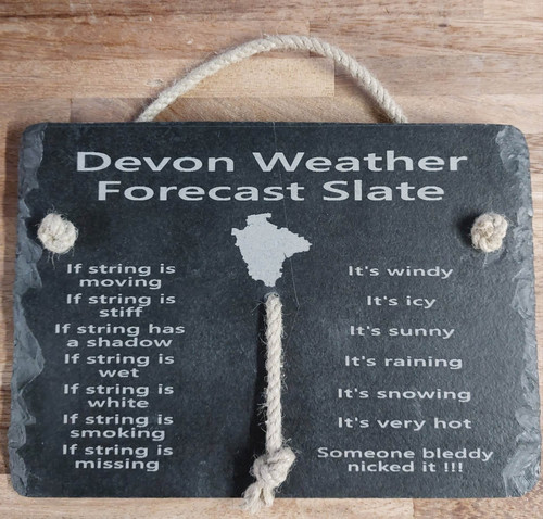 Devon Hanging Weather Forecast Slate - Landscape | Cornwall Laser Cut