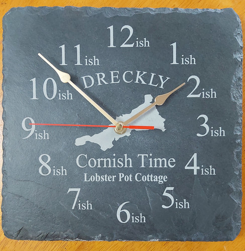 Dreckly Business Name Slate Clock | Cornwall Laser Cut