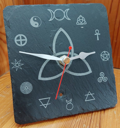 Pagan symbols clock free standing mantelpiece clock | Cornwall Laser Cut