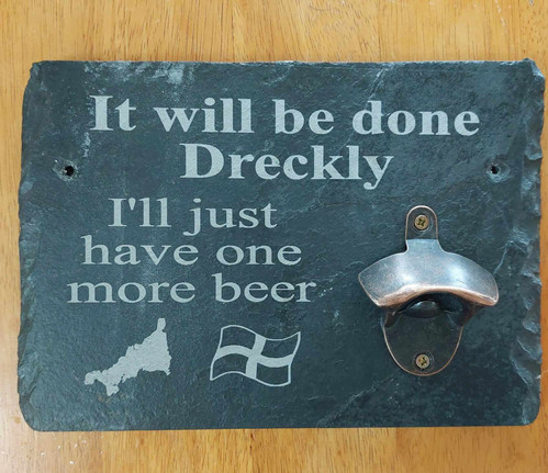Dreckly Wall Mounted Bottle Opener | Cornwall Laser Cut