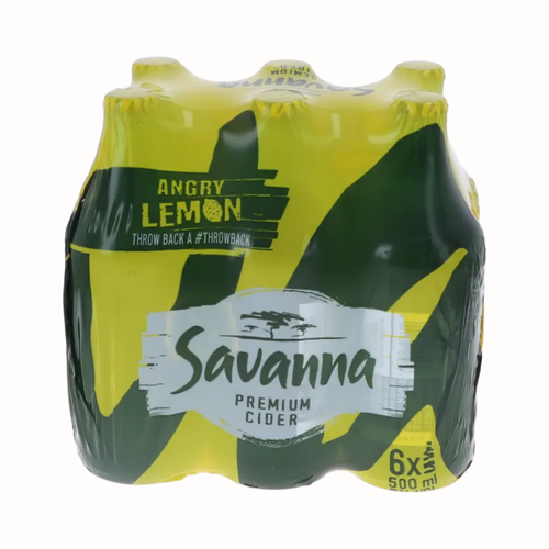 SAVANNA - ANGRY LEMON (6 X 500ML) | Quickdose.co.za