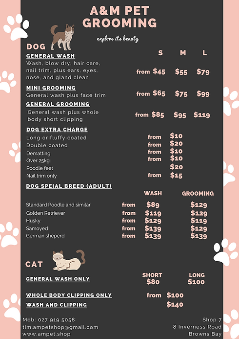 Services | A&M Pet Grooming