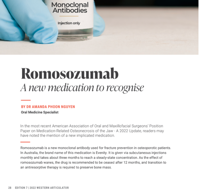 Romosozumab "Evenity" and Medication Related Osteonecrosis of the Jaw
