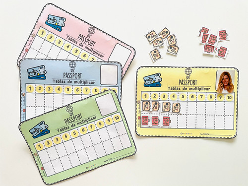 Passport de tablas de multiplicar | PIZARRADECOLORES