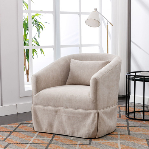 360 Degree Swivel Accent Armchair Linen Blend Beige | Brett Interiors