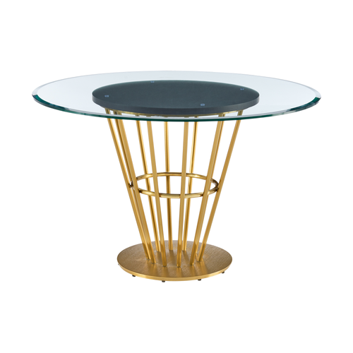 Veronica - Round Dining Table - Gold / Glass