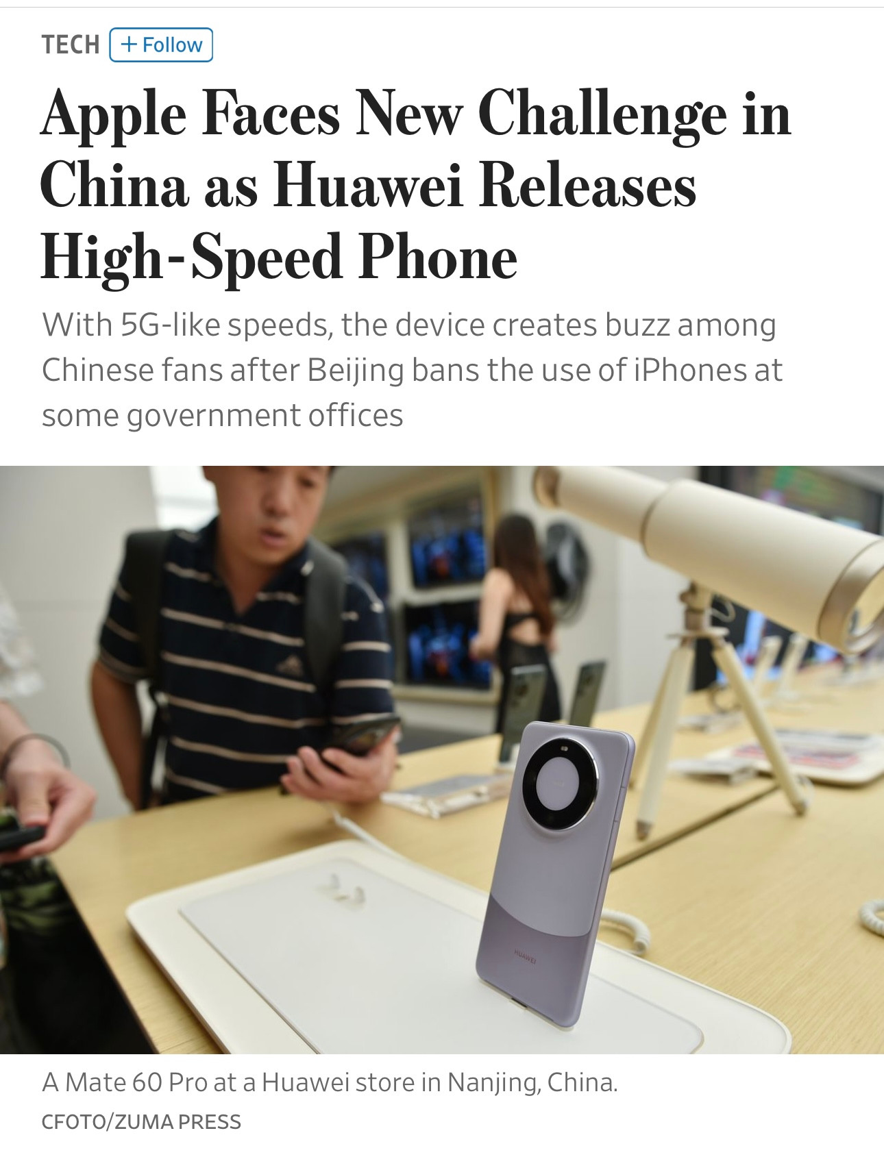 Apple Faces New Challenge in China as Huawei Releases High-Speed Phone ...