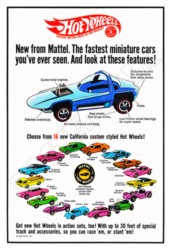 Hot Wheels Cars Mattel 1968 Vintage Advertising Poster | Mysite