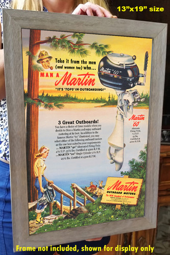 Martin Outboard Motor - Cool 1948 Vintage-Style Poster | Posterzilla ...