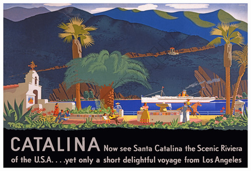 Catalina Island - Riviera of The USA 1935 Vintage Advertising Poster ...