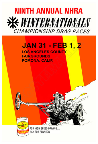 1969 NHRA 9TH Annual Winternationals, Pomona, Ca. Advertising Poster ...