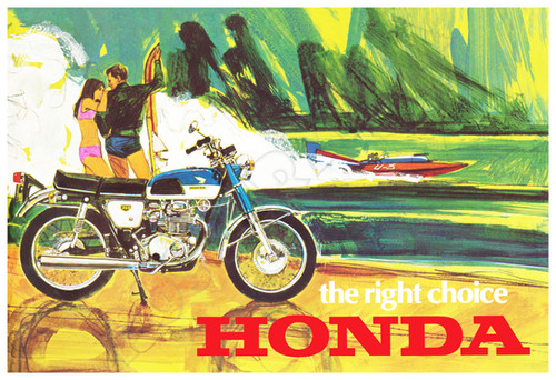 Honda CB350 1968 Motorcycle - Vintage Advertising Poster | Posterzilla ...