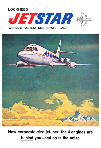 Lockheed Jetstar 1960 Corporate Jet Vintage Poster | Posterzilla Posters