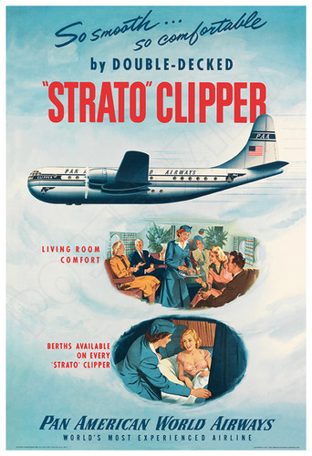 Pan Am Strato Clipper 1940s Vintage-Style Advertising Poster ...