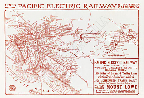 Pacific Electric Railway Map 1913 with Mount Lowe Advertisement ...