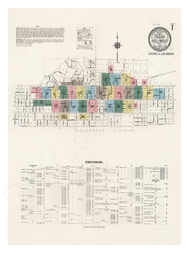 Hollywood 1913 Sanborn Fire Insurance Map, Exquisitely Detailed Map ...