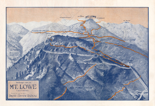 Mt Lowe Railway Map - 1913 - Advertising Poster | Posterzilla Posters