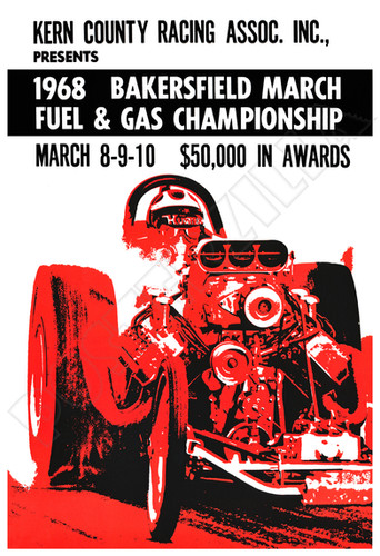 Bakersfield Raceway – 1968 March Meet Vintage Drag Racing Poster ...