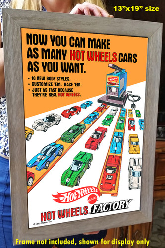 Hot Wheels Car Factory Mattel 1970 Vintage-Style Advertising Poster ...
