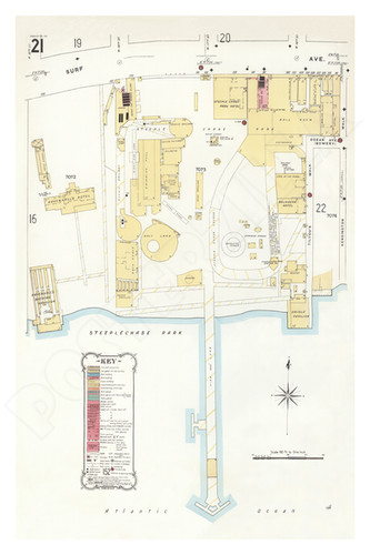 Coney Island 1906 #1 - Steeplechase Park, Sanborn Map, Detailed Poster ...