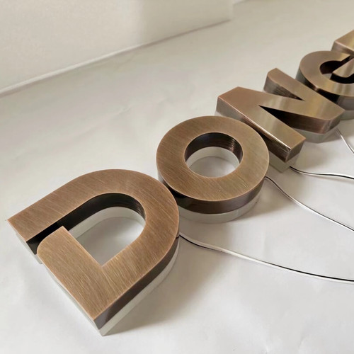 LED backlit signage , metal wire drawing effect and acrylic material ...