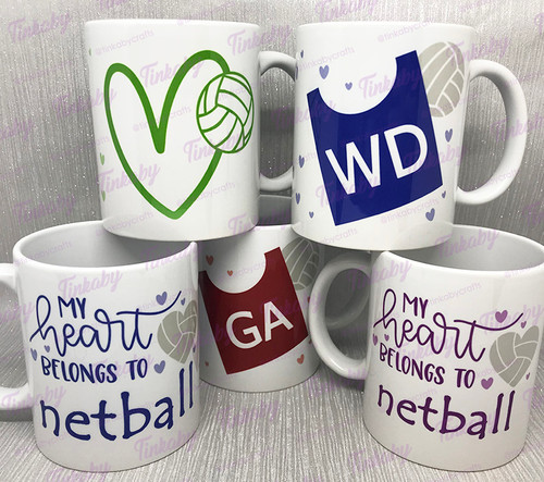 "My heart belongs to Netball" mug