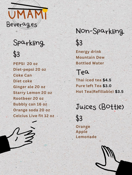 Menus | Umami Noodle Bar