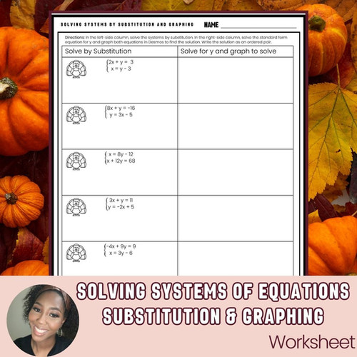 Solving Systems of Equations by Substitution & Graphing Worksheet ...
