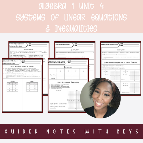 Algebra 1 Unit 4: Systems of Linear Equations & Inequalities Notes ...