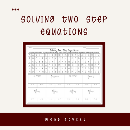 Solving Two Step Equations Word Reveal | Beyond the Math