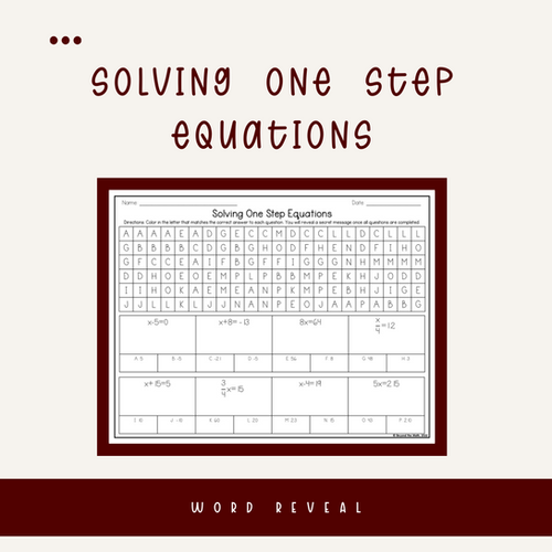 Solving One Step Equations Word Reveal | Beyond the Math